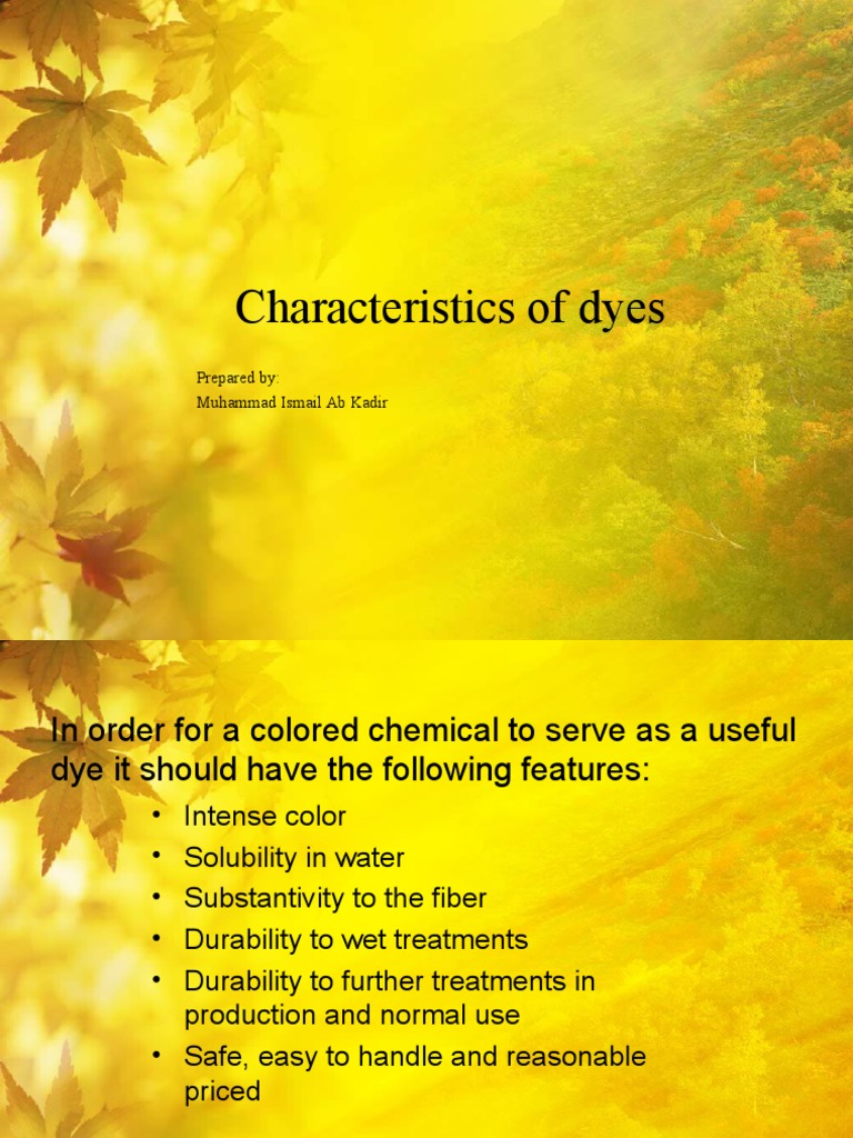 3-Characteristics of Dyes | PDF | Dye | Dyeing