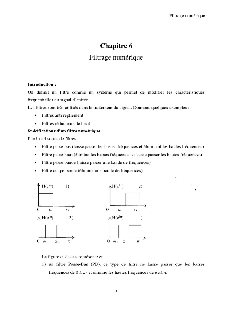 Introduction au filtrage numérique | PDF | Filtre (électronique ...