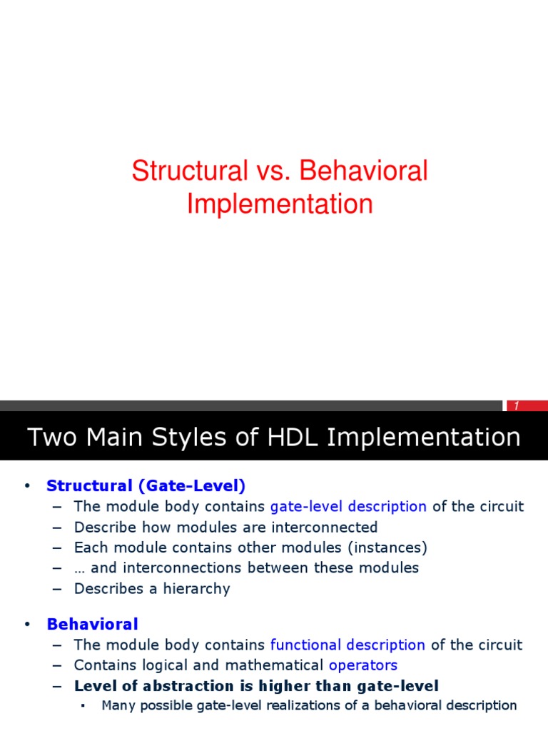 L03 - Verilog - Structural Vs Behaviroual HDL | PDF L03 - Verilog - Structural Vs Behaviroual HDL | PDF