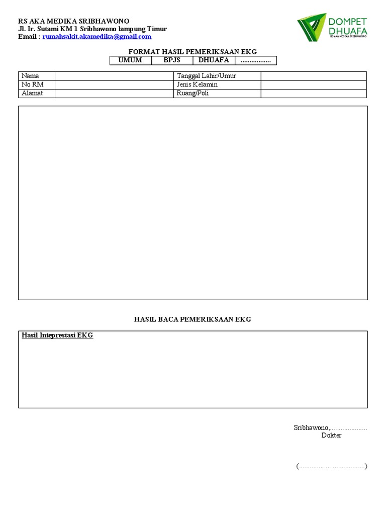 Format Hasil Pemeriksaan EKG RS AKA | PDF | Sains & Matematika ...