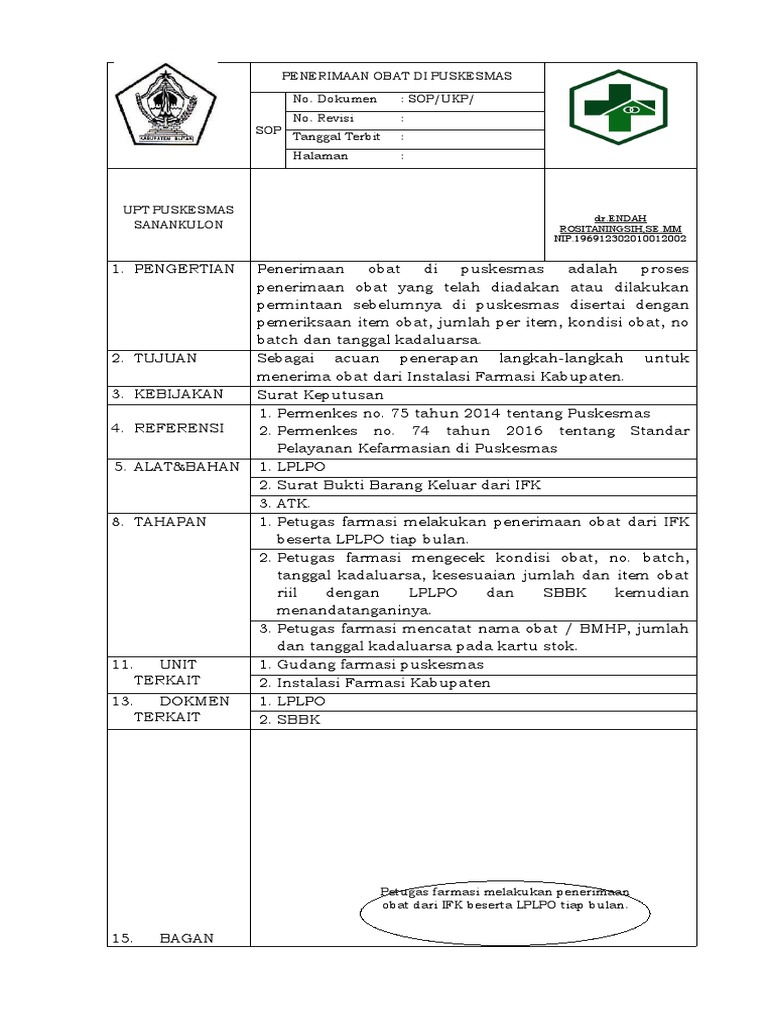 10 Sop Penerimaan Obat | PDF
