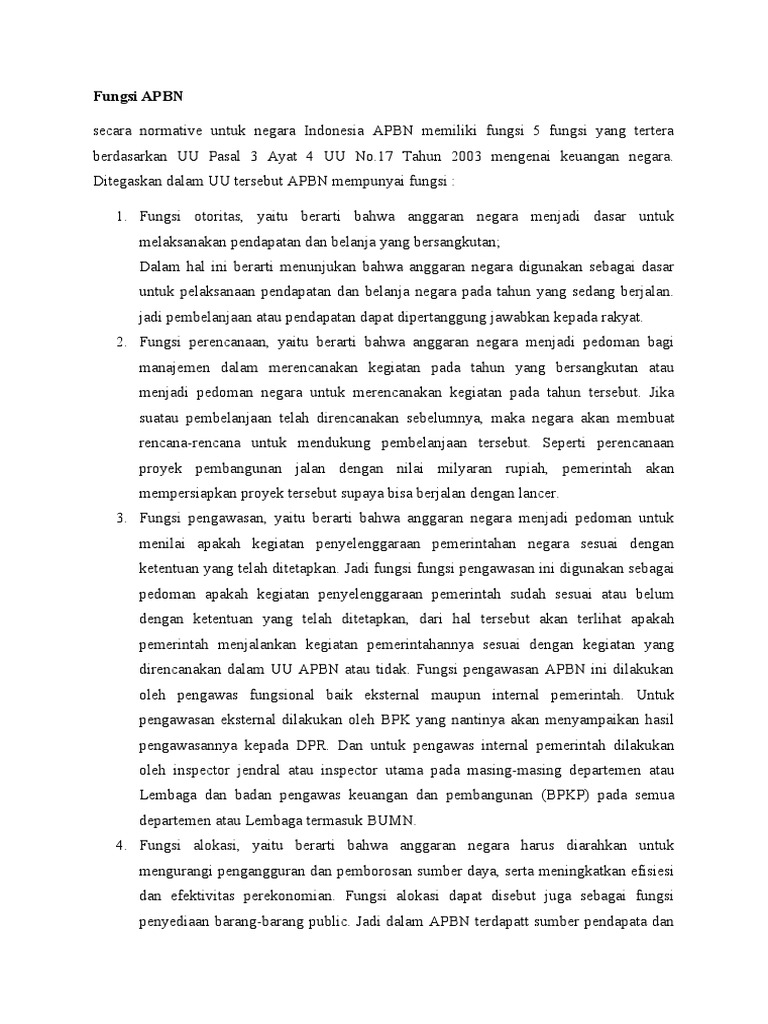 Fungsi APBN Dan APBD | PDF