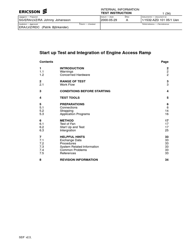 Startup Test And Integration Of The Engine Access Ramp Hardware Pdf 8636