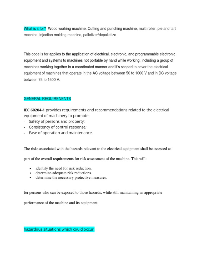 IEC 60204-1 Provides Requirements and Recommendations Related To The ...