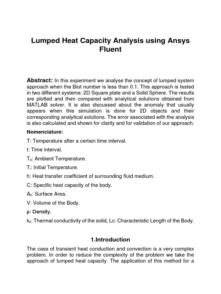 Lumped Heat Capacity Analysis | PDF | Thermal Conduction | Quantity