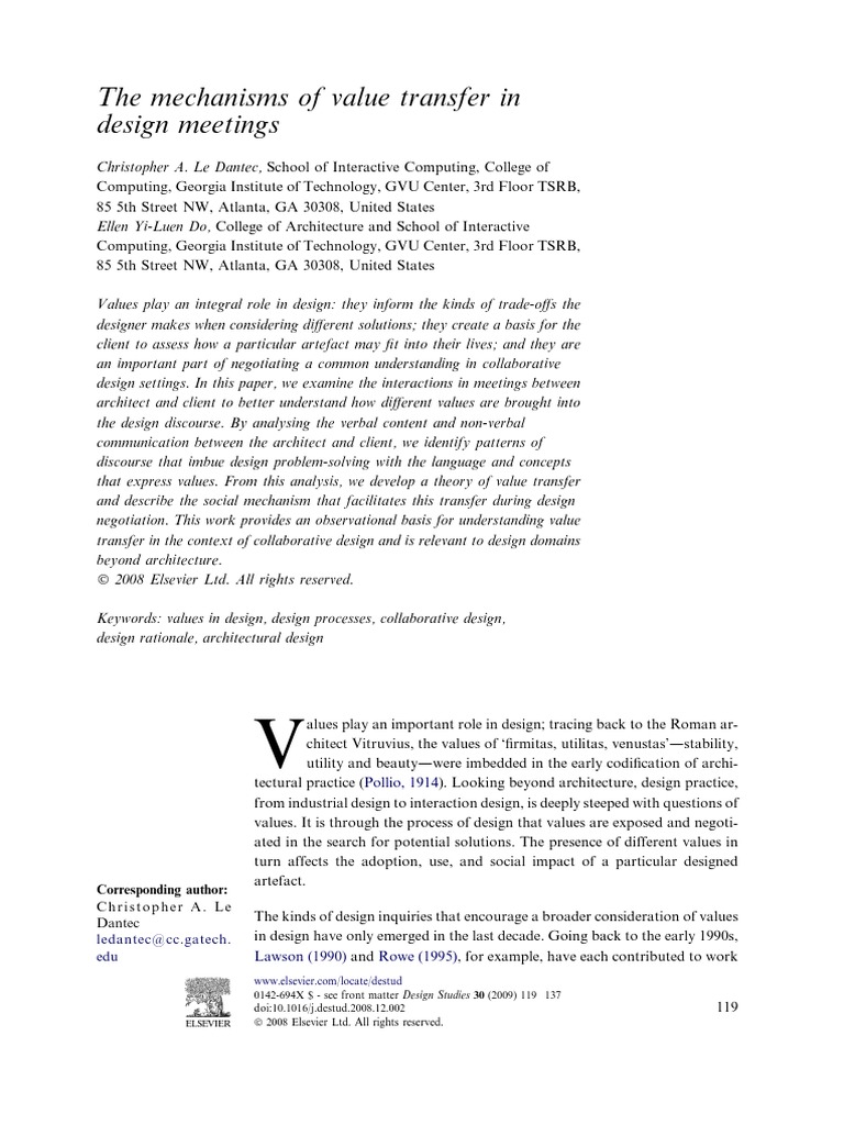 Le Dantec, C. A., & Do, E. Y.-L. (2009) - The Mechanisms of Value ...