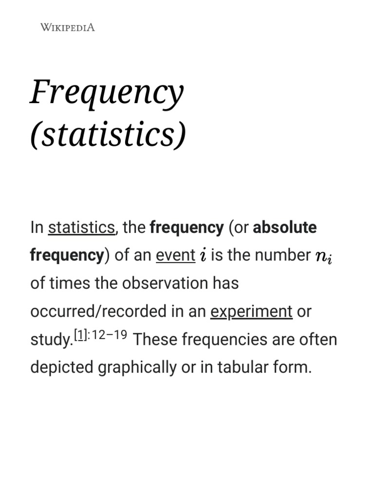 Frequency (Statistics) - Wikipedia | PDF | Histogram | Statistical Theory