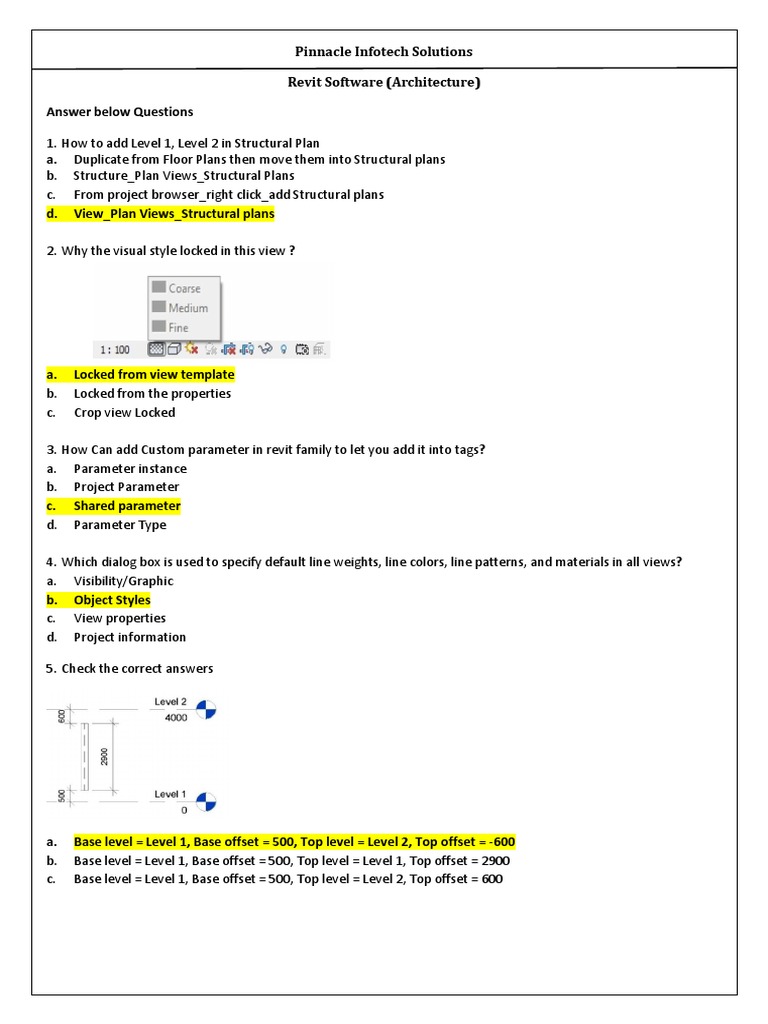 Sample Revit Software Questions - For Architectural | PDF | Autodesk ...