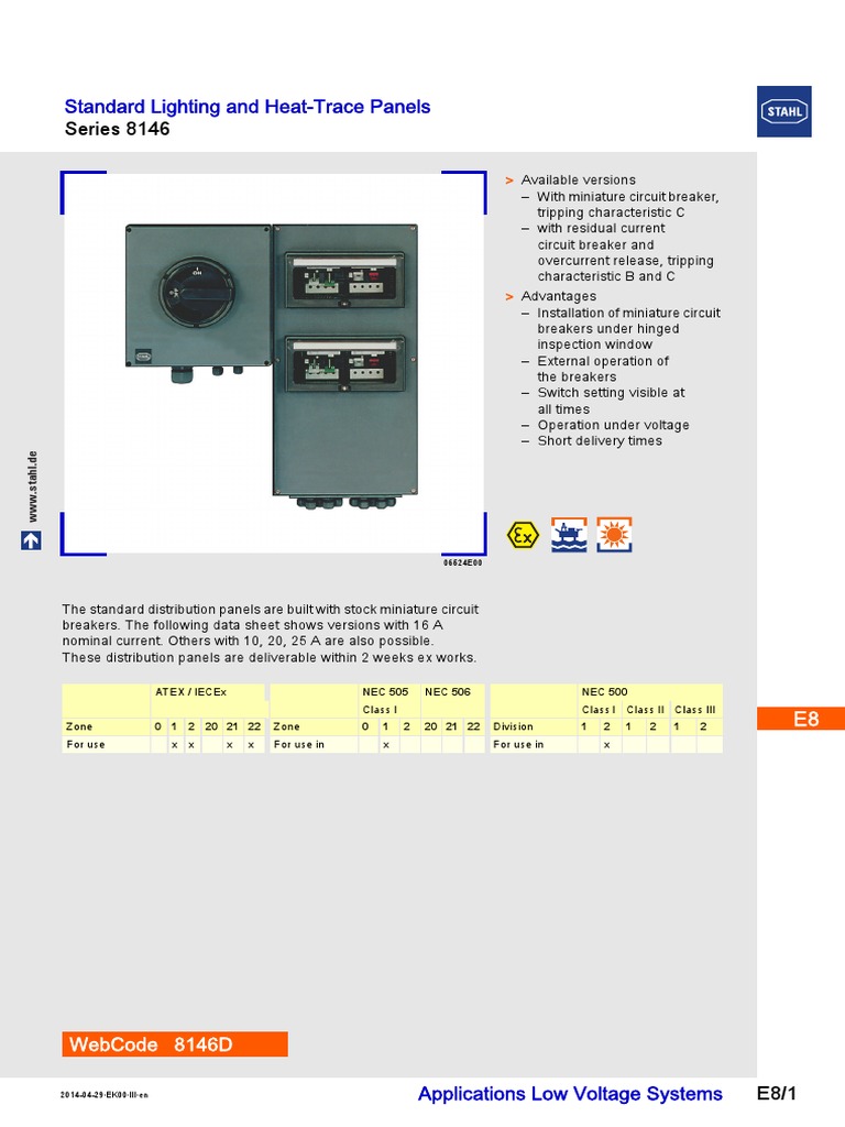 Distribution Board - Data-Sheet-Standard-Lighting-and-Heat-Trace-Panels-Series-8146-EN | PDF ...