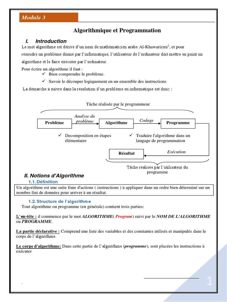 Cours Algo Finale | PDF | Programme informatique | Programmation
