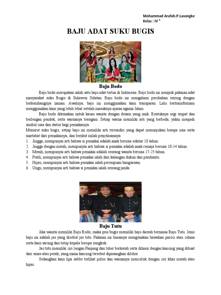 Baju Adat Suku Bugis | PDF