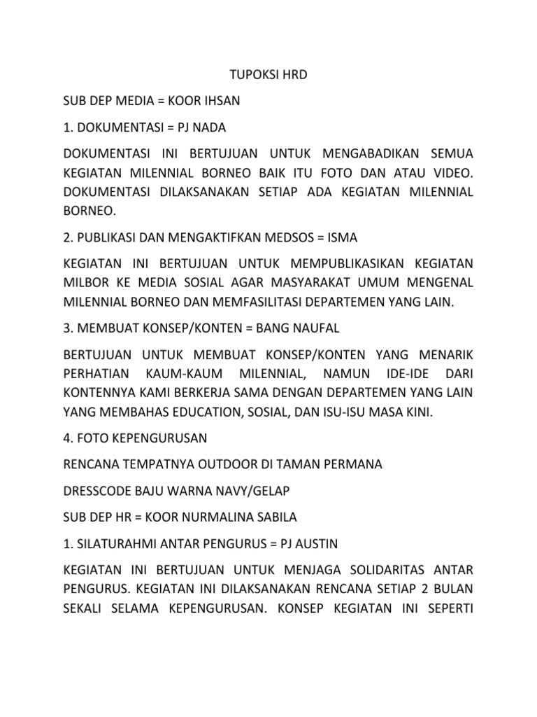 Tupoksi HRD | PDF