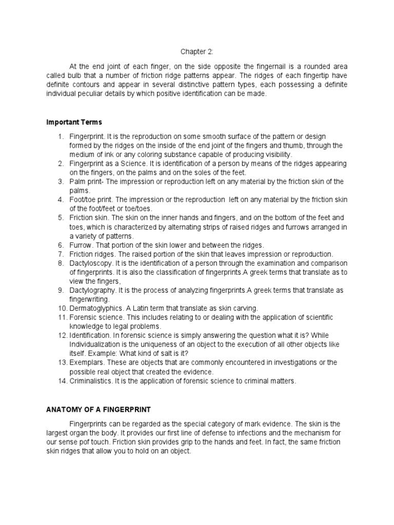 CHapter 2 Introduction To Fingerprint | PDF | Fingerprint | Human Anatomy