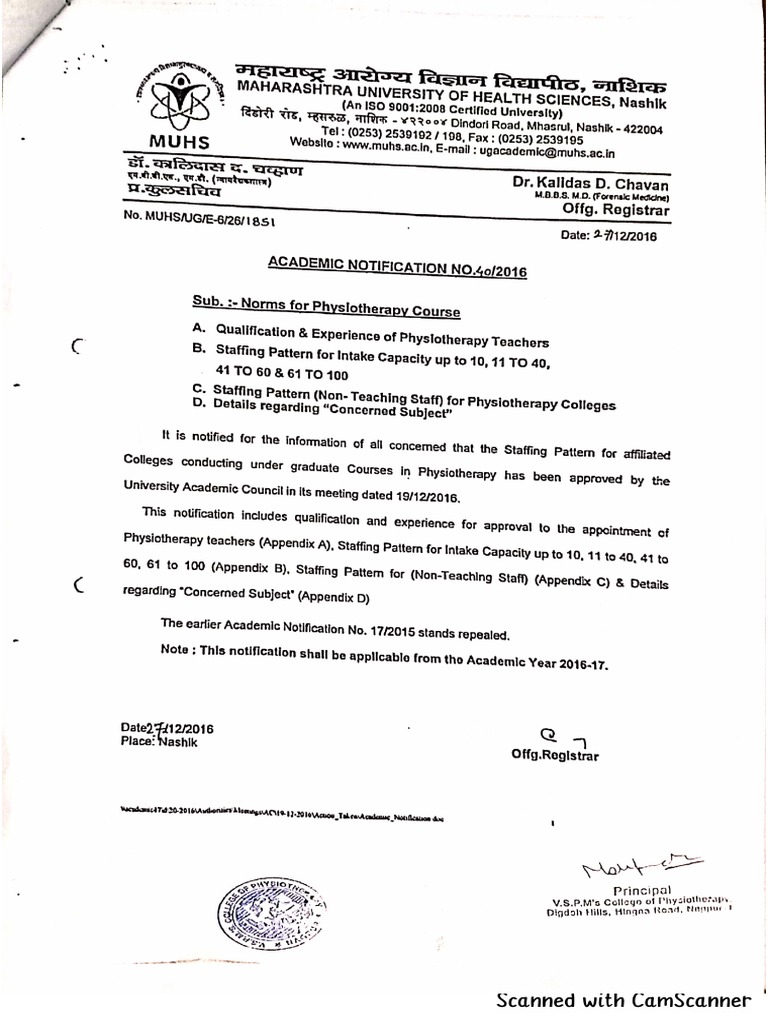 Official Letter of Sanction of Post From The Statutory Body of ...