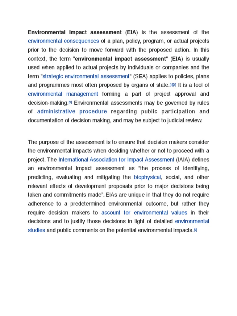 Environmental Impact Assessment | PDF