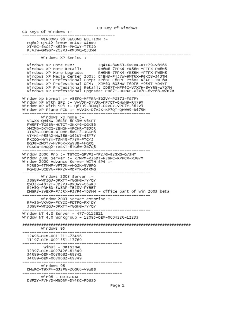 CD Key of Windows | PDF | Windows Server 2003 | Microsoft Windows