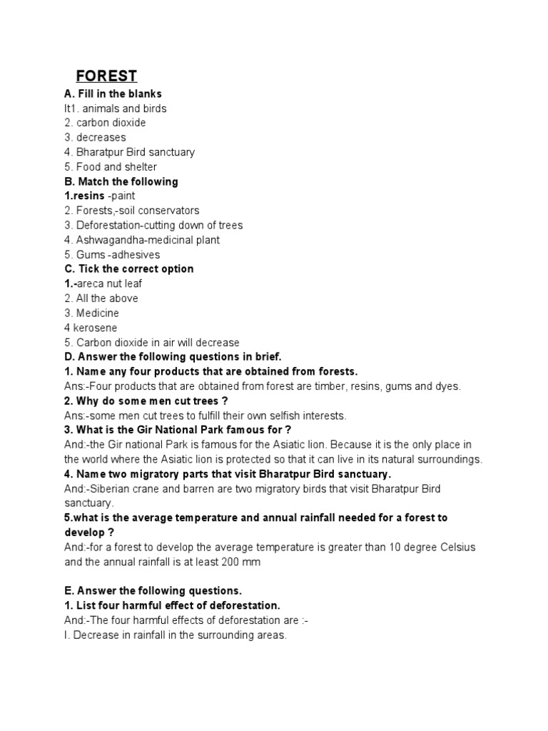 Std-5 Forest Q-A | PDF | Soil | Deforestation