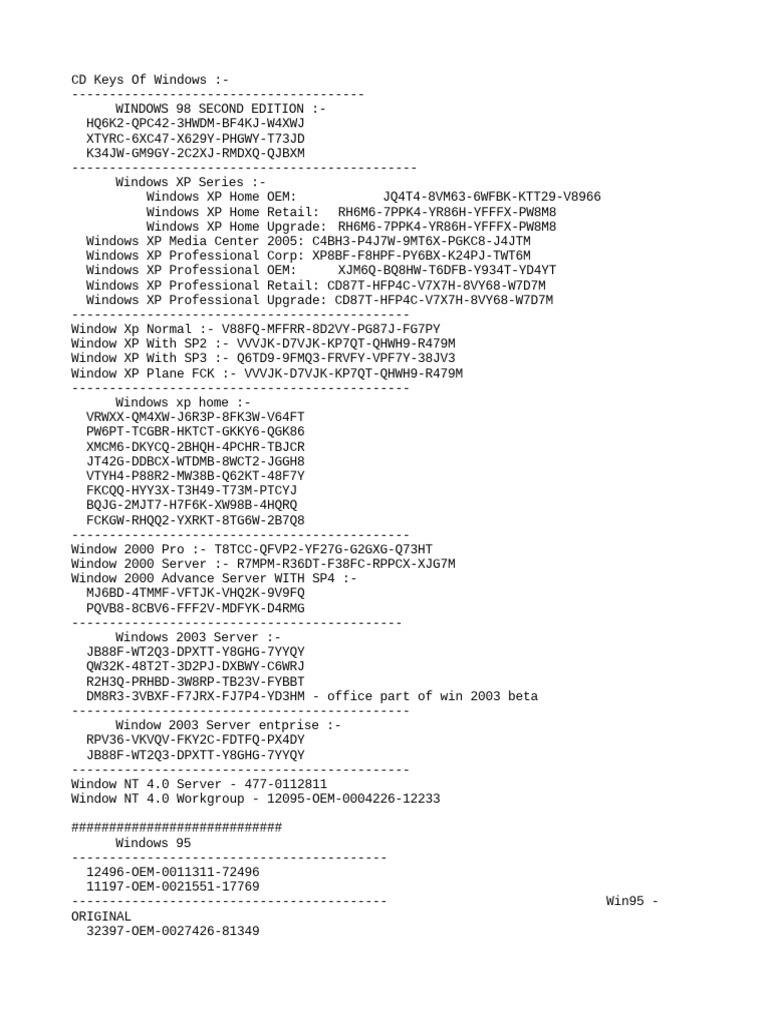 CD Key | PDF | Windows Server 2003 | Microsoft Windows