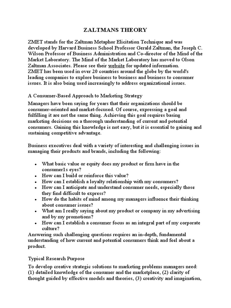 Zaltmans Theory | PDF | Cognition | Behavioural Sciences