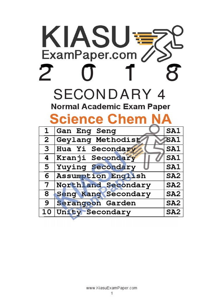 2018 Sec 4 NA Comb Sci Chem Paper | PDF | Solubility | Chemical Compounds