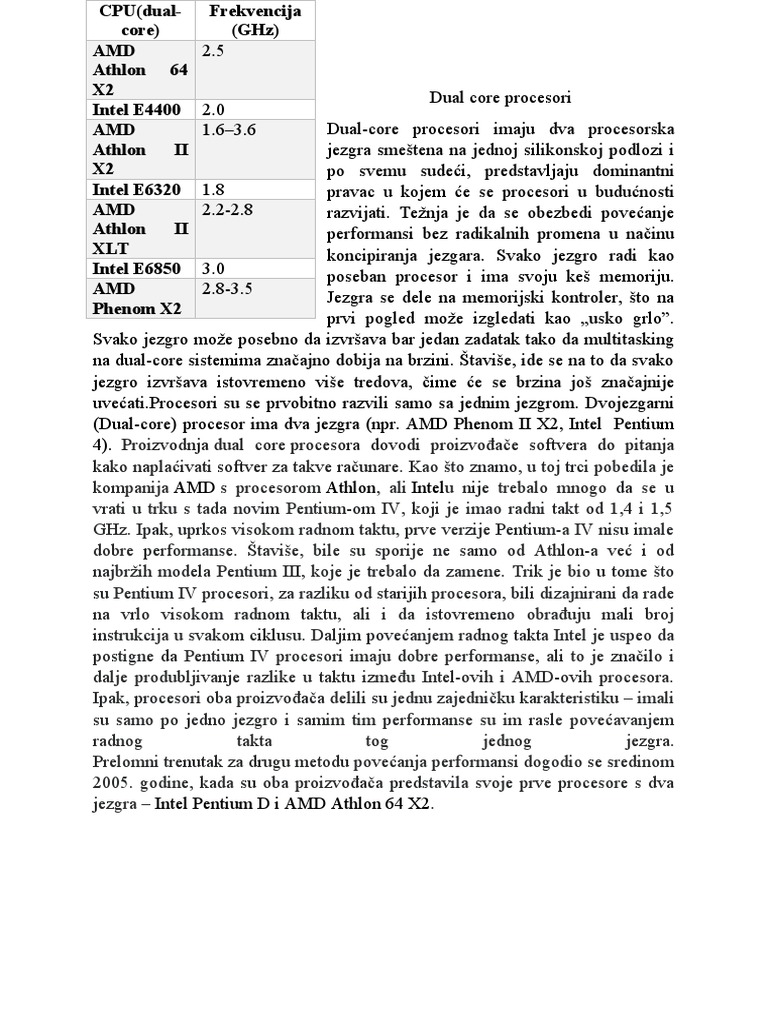 Dual Core Procesori | PDF
