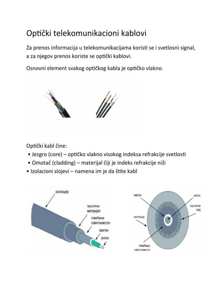 Optički Telekomunikacioni Kablovi | PDF