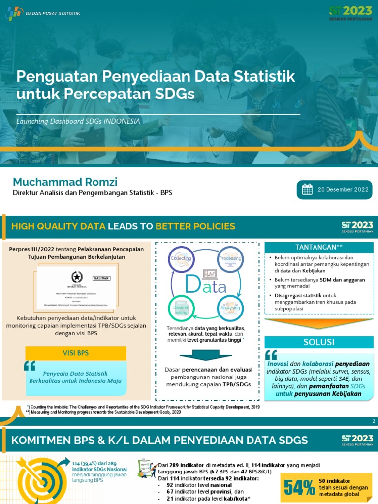 Paparan BPS Di Acara Launching Dashboard SDGs Indonesia | PDF