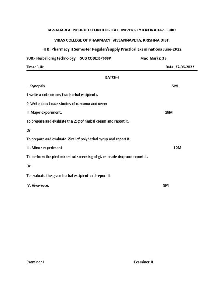 HDT Practical BATCH-I Question Paper | PDF | Science & Mathematics