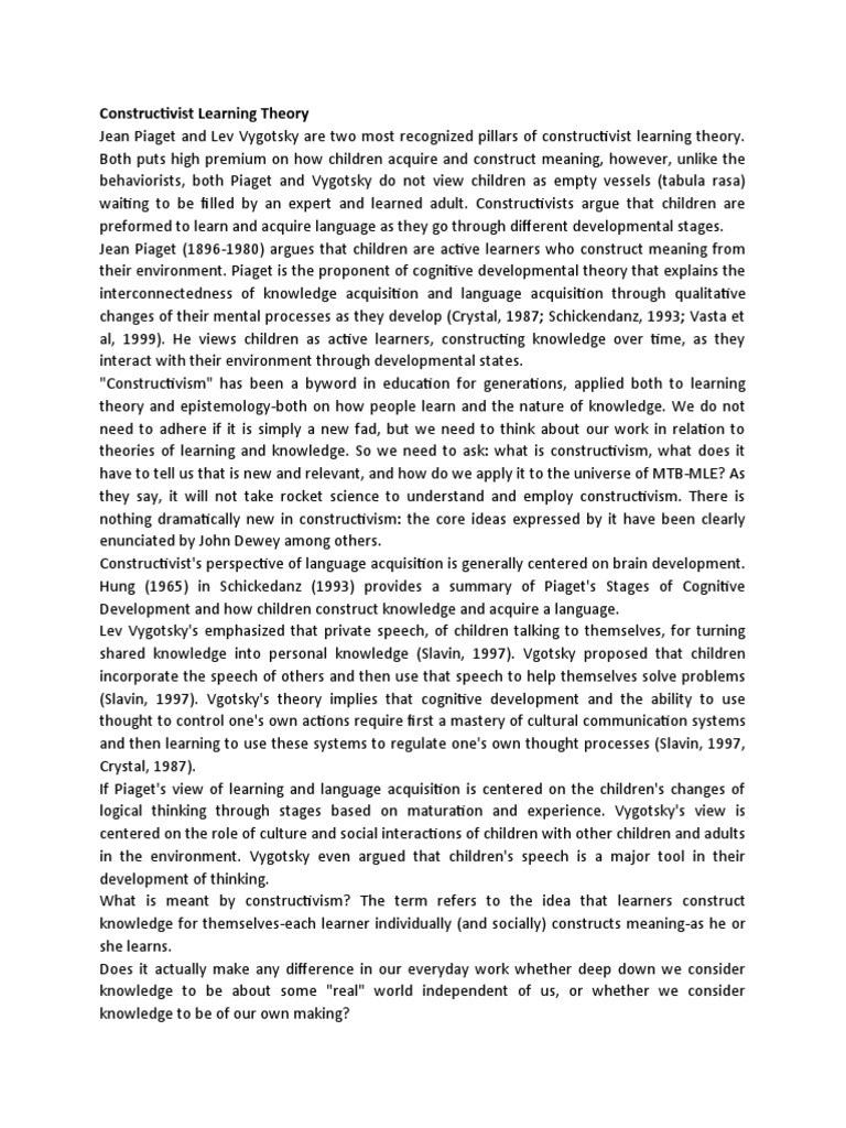 Constructivist Learning Theory | PDF | Constructivism (Philosophy Of Education) | Learning