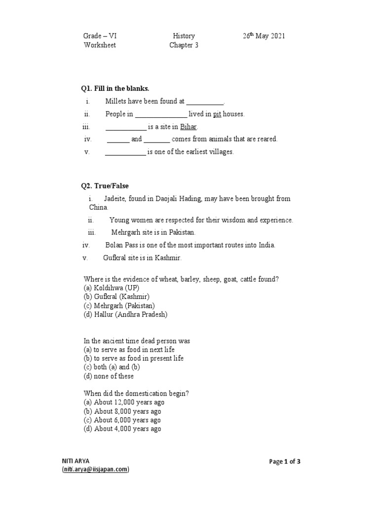 Grade 6 - Worksheet - Ch3 | PDF | Food Industry | Agriculture
