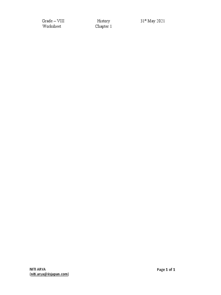 Grade 7 History Ch1 Worksheet | PDF