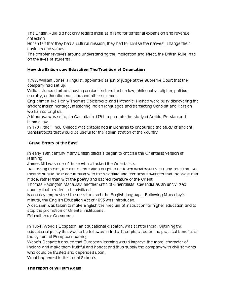 Chapter Notes - Civilising The Native | PDF