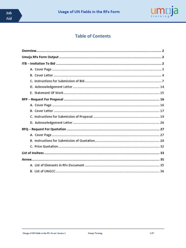 UN Fields Usage in RFx Form Guide | PDF | Request For Proposal | Bonds ...