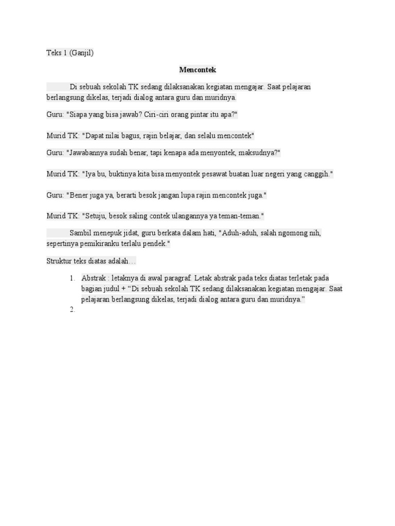 Dialog Lucu Tentang Mencontek dan DBD | PDF | Seni & Disiplin Bahasa