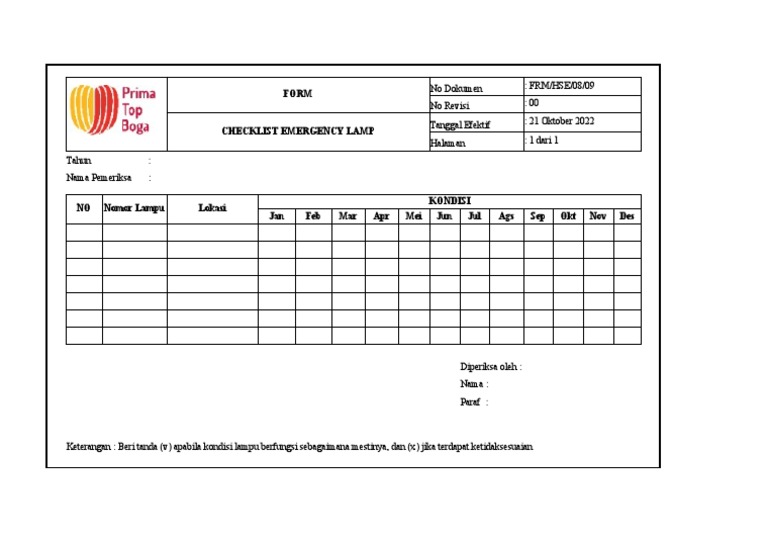Checklist Lampu Darurat 2022 | PDF