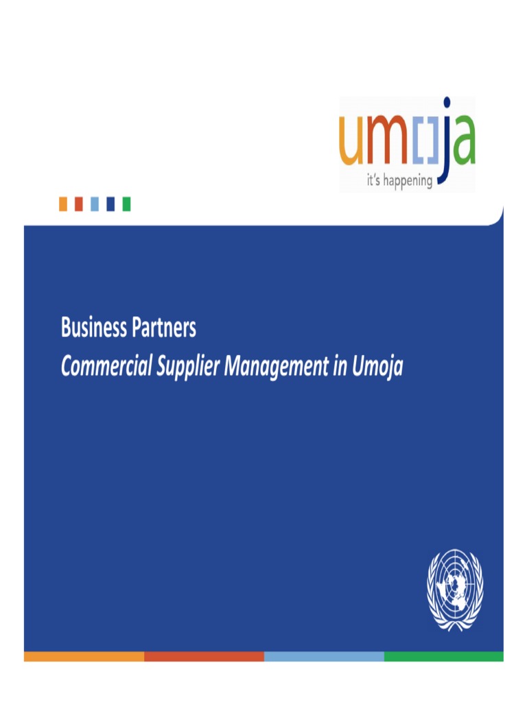 Commercial Supplier Management in Umoja Umoja Job Aid | PDF | Error ... Commercial Supplier Management in Umoja Umoja Job Aid | PDF | Error ...