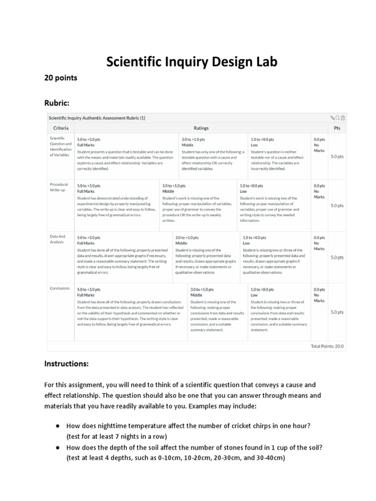 W Scientific Inquiry Design Lab | PDF | Experiment | Dependent And ...