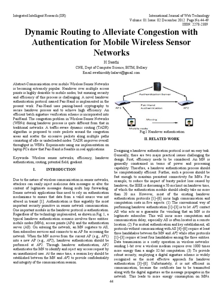 Dynamic Routing To Alleviate Congestion With Authentication For Mobile Wireless Sensor Networks