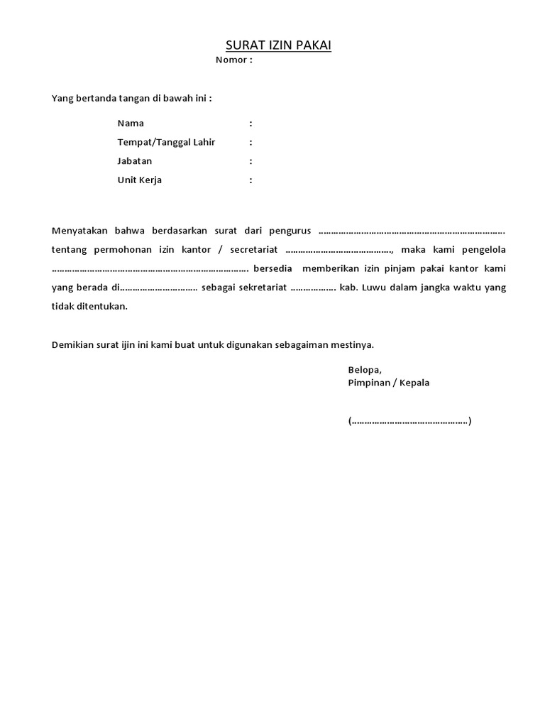 Surat Izin Pakai | PDF | Hukum