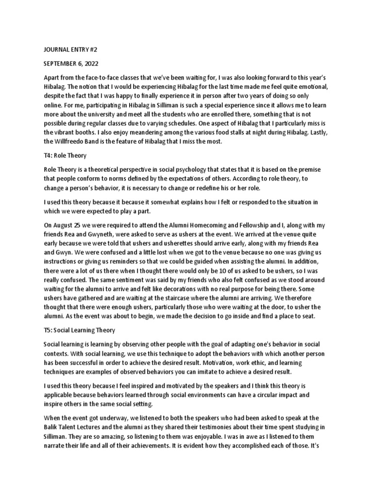 Journal Entry 2 | PDF | Extraversion And Introversion | Motivational