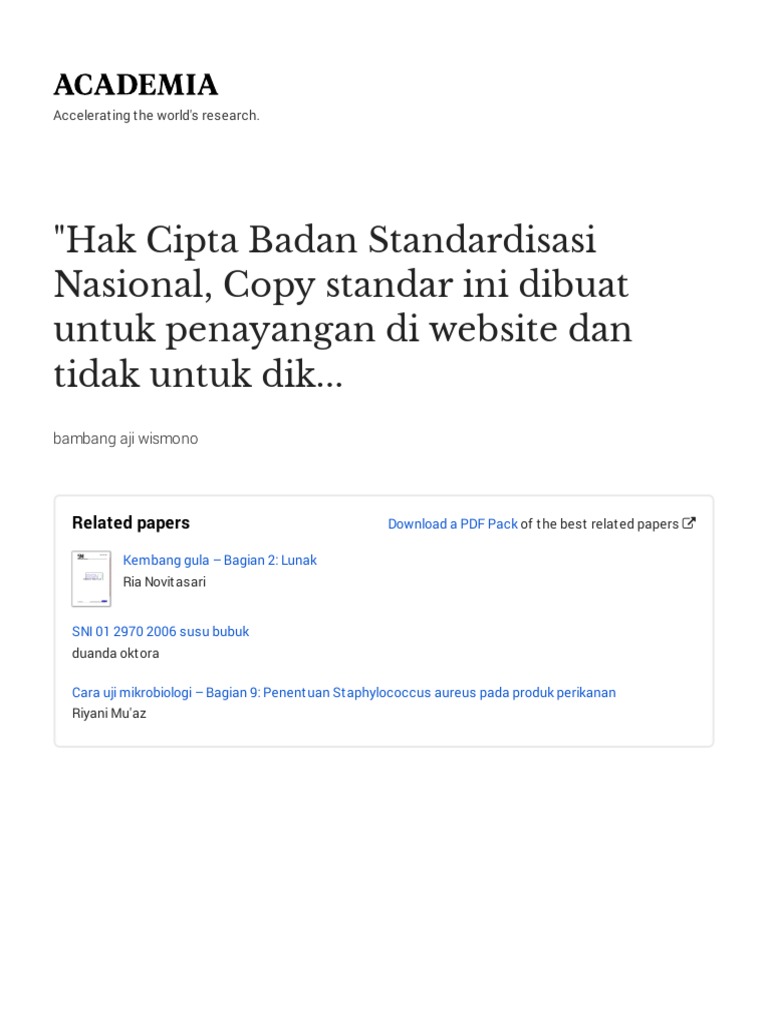 "Hak Cipta Badan Standardisasi Nasional, Copy Standar Ini Dibuat Untuk Penayangan Di Website Dan ...