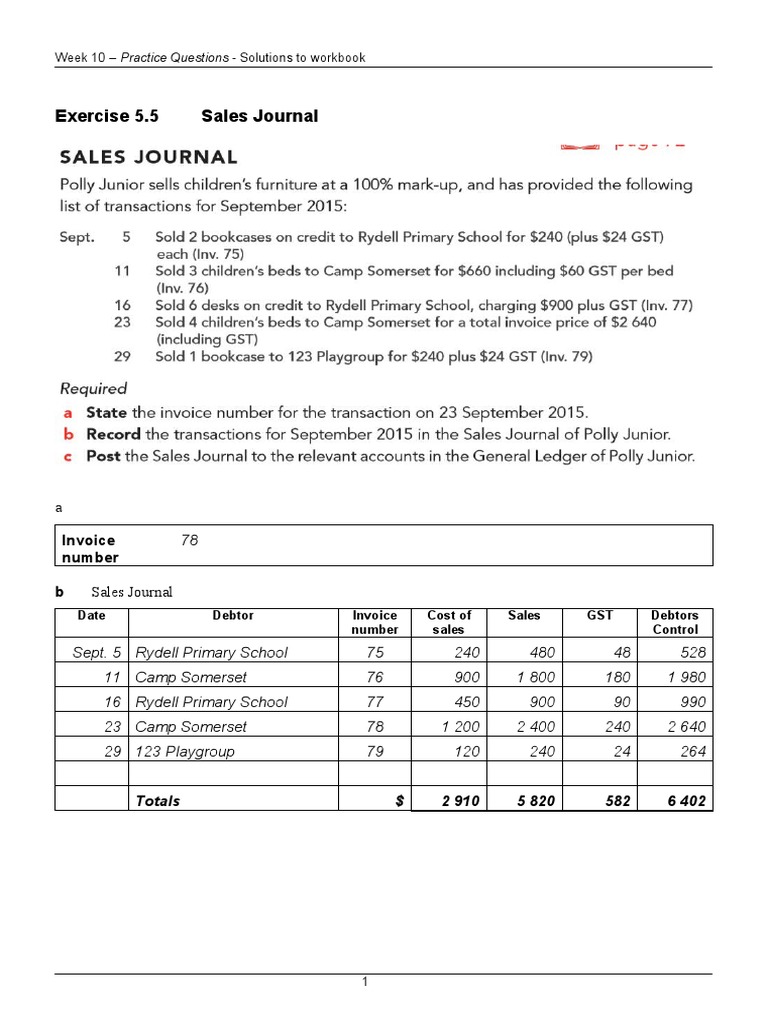 Week - 10 Workbook - Solutions | PDF | Receipt | Invoice