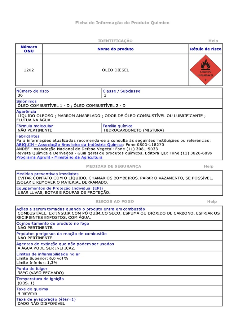 10.1 FISPQ Óleo Diesel | PDF
