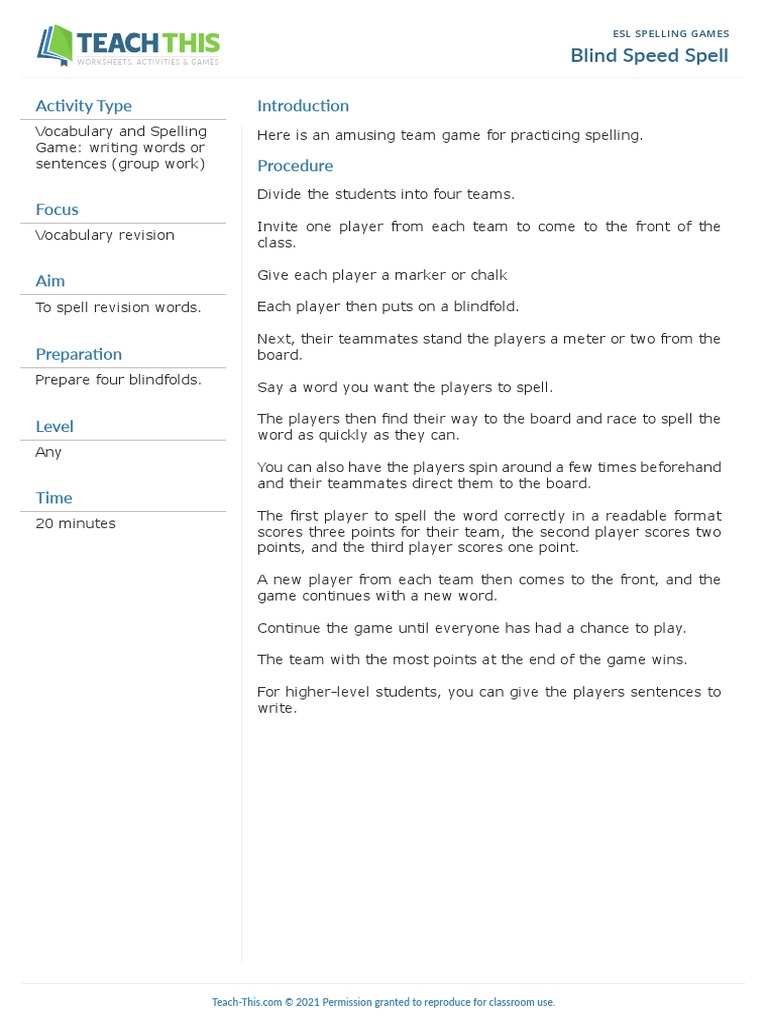 Blind Speed Spell | PDF