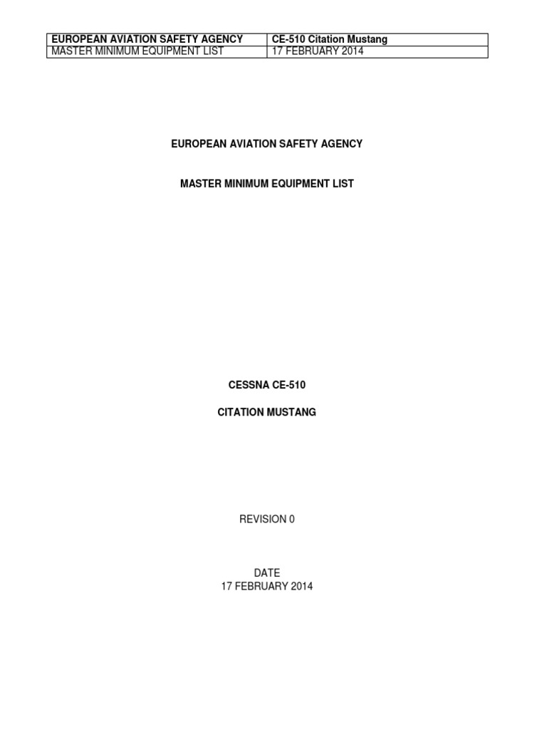 EASA MMEL Cessna - CE 510 00 17022014 | PDF | High Frequency | Visual ...