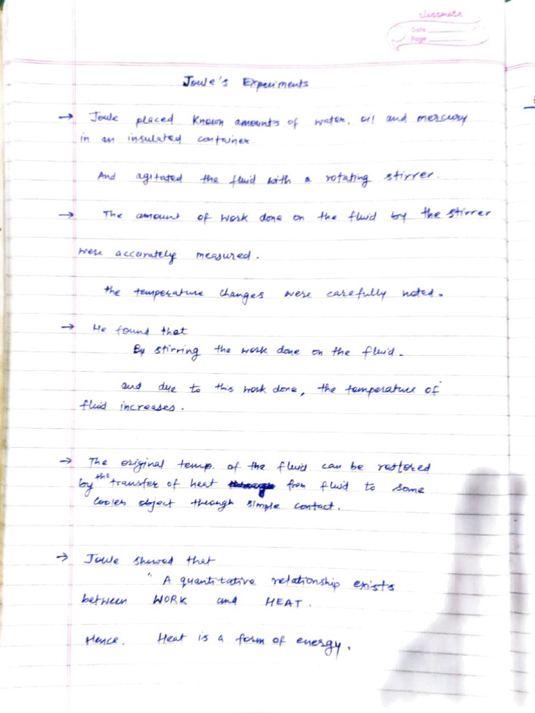 Joule's Experiment and 1st Law of Thermodynamics | PDF | Thermodynamics ...