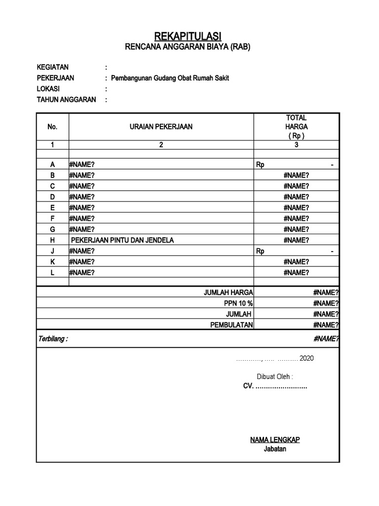 RAB Pembangunan Gudang Obat Rumah Sakit | PDF