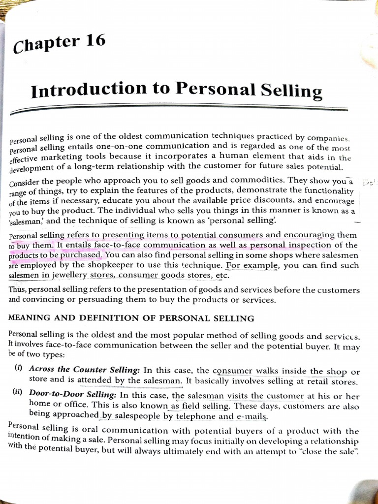 Ch 16 Introduction To Personal Selling Pdf Sales Retail