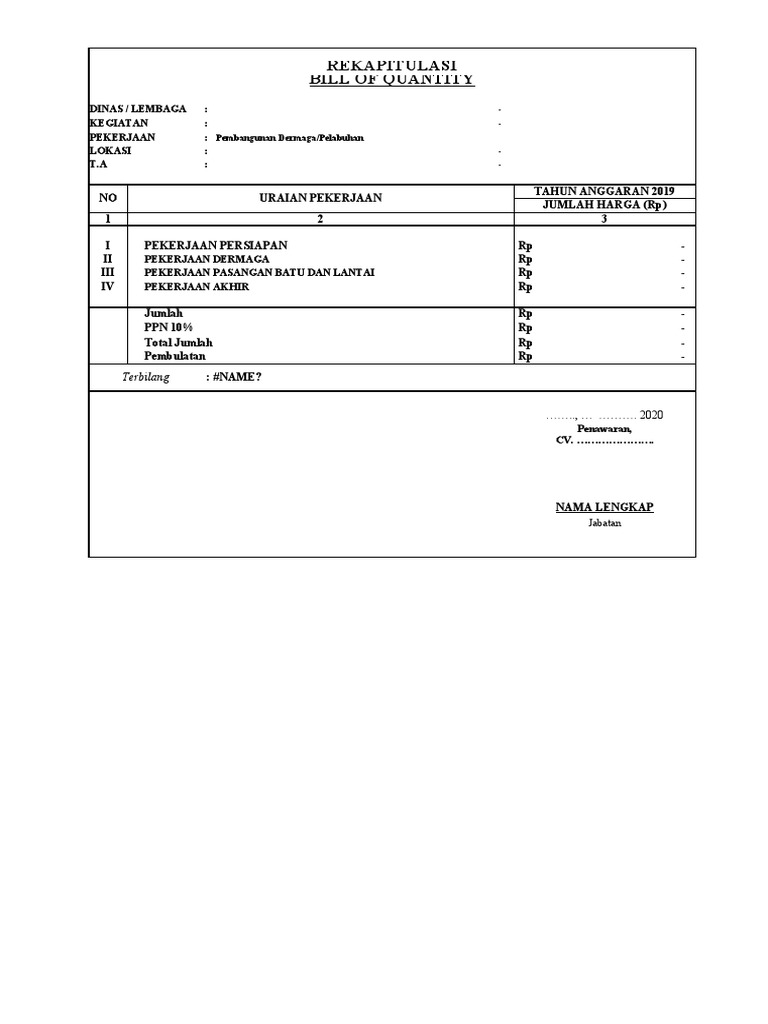 RAB Pembangunan Dermaga Atau Pelabuhan | PDF