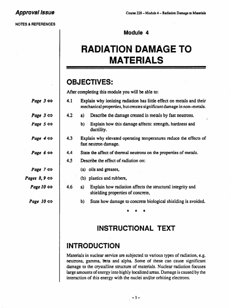 Radiation Damage to Materials Course Explains Effects | PDF | Chemical ...